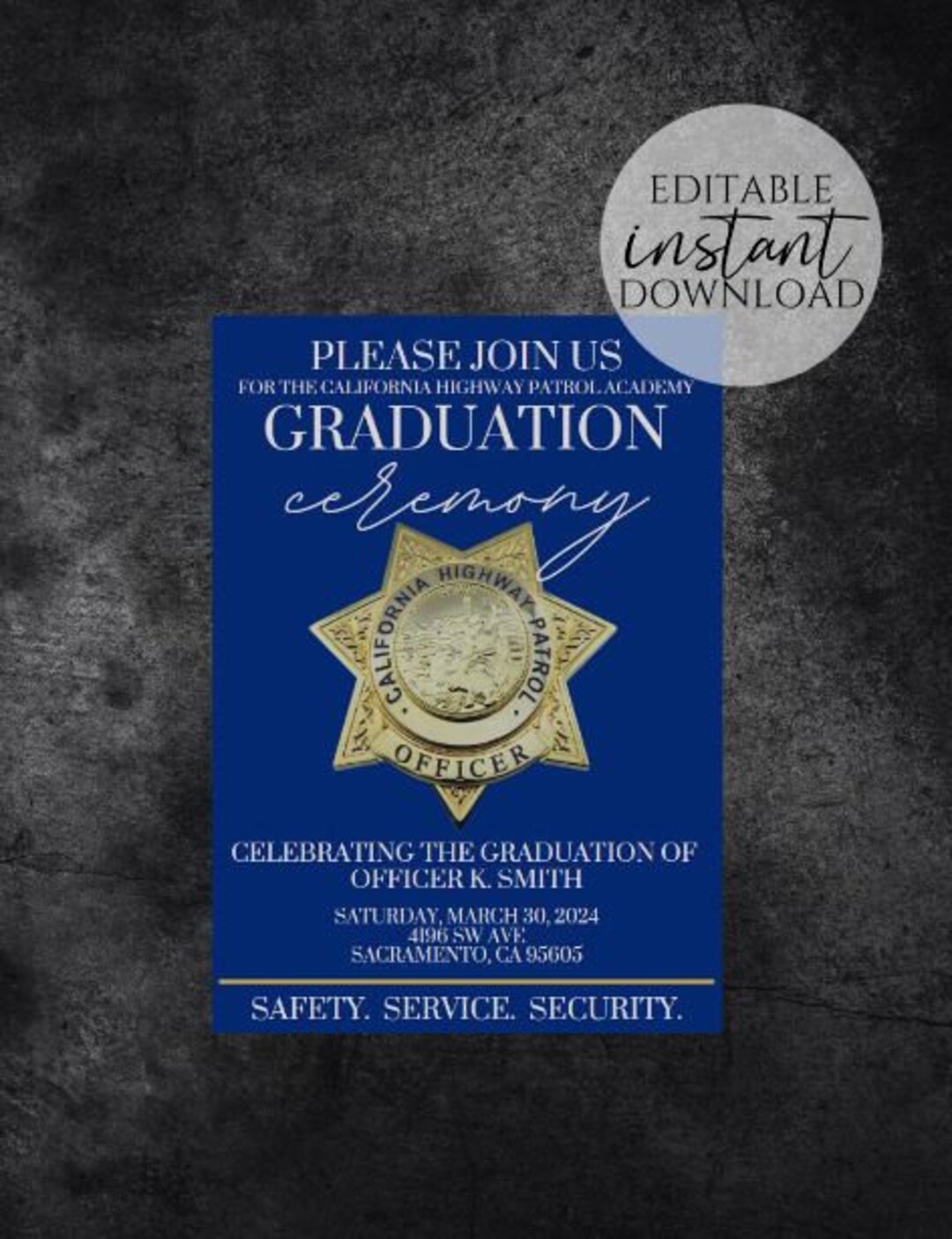 Personalized California Highway Patrol Academy Graduation Invitation ...