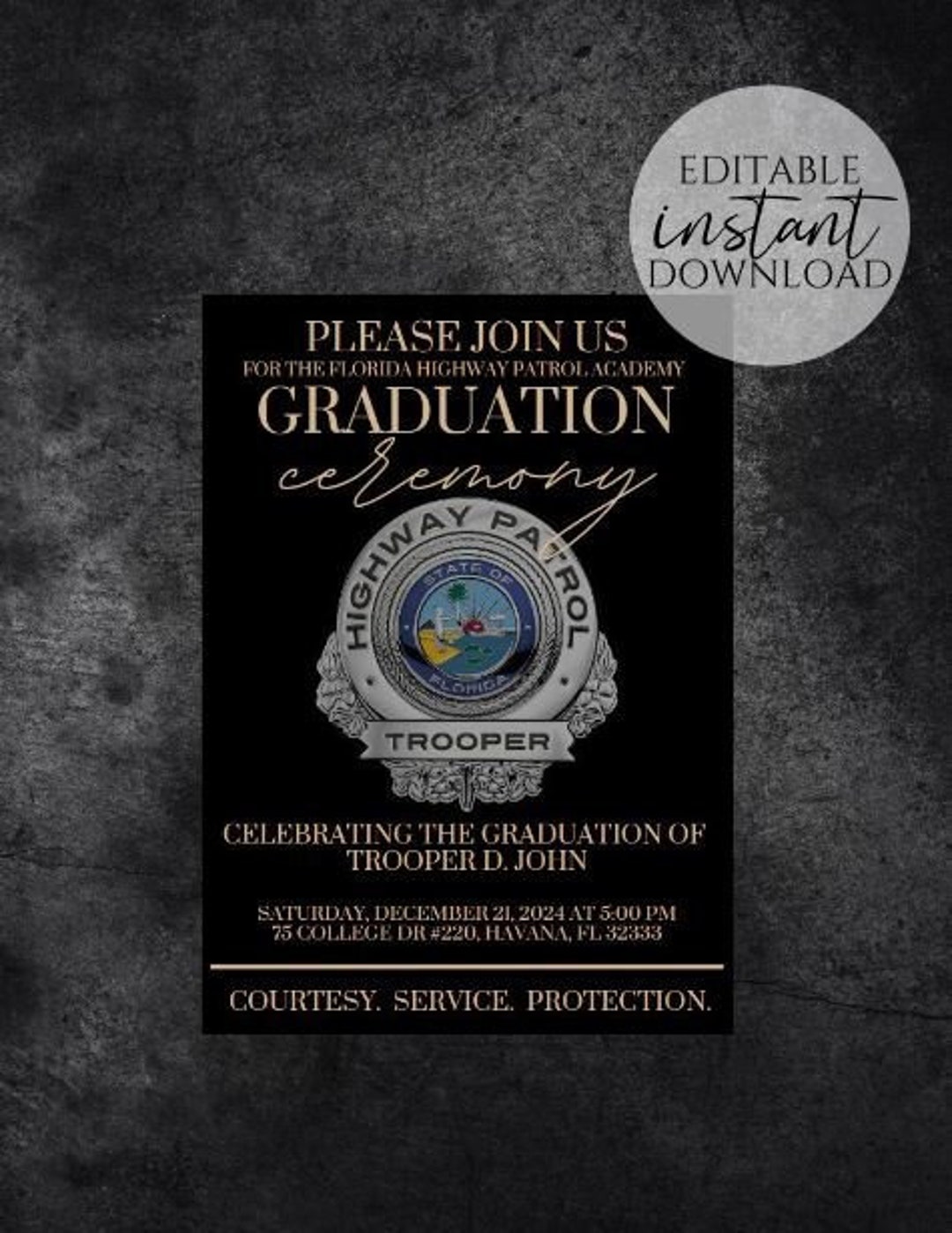 Personalized Florida Highway Patrol Academy Graduation Invitation ...