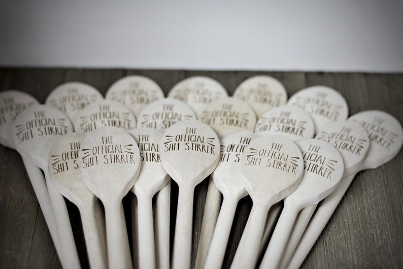 The Official Shit Stirrer Engraved Wooden Spoon Kitchen Decor Gag Gift ...