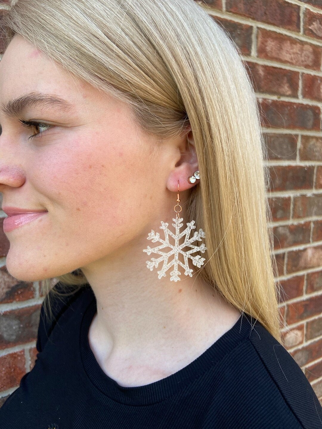 Snowflake Dangle Earrings With Snowflake Earrings Christmas Earrings ...