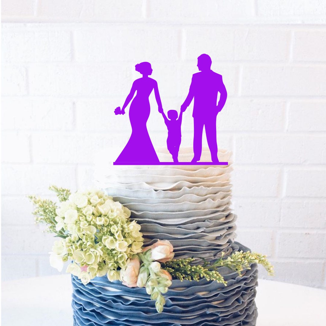 Blended Family Cake Topper, With Son, Topper Holding Hands, Wedding ...