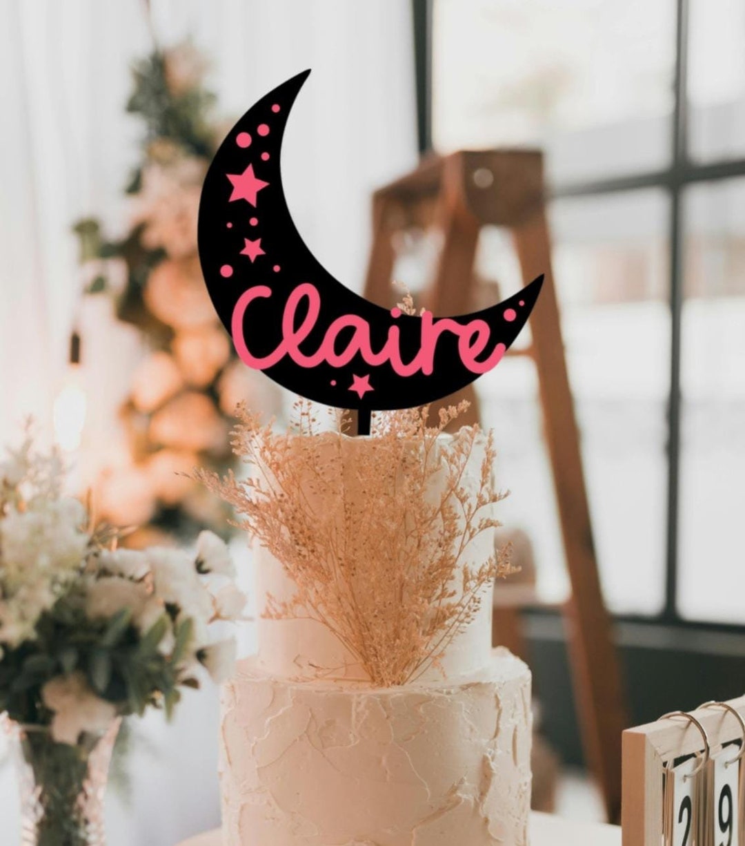 Moon Birthday Cake Topper, Moon Topper, Moon Cake, Moon Wedding, Moon ...