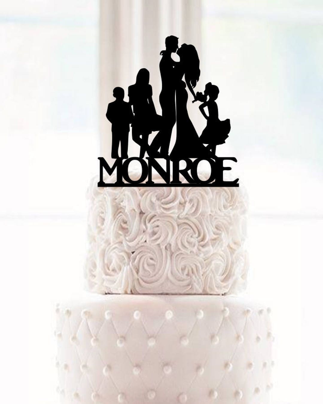 Dancing Bride and Groom Wedding Cake Topper With Surname and Children ...