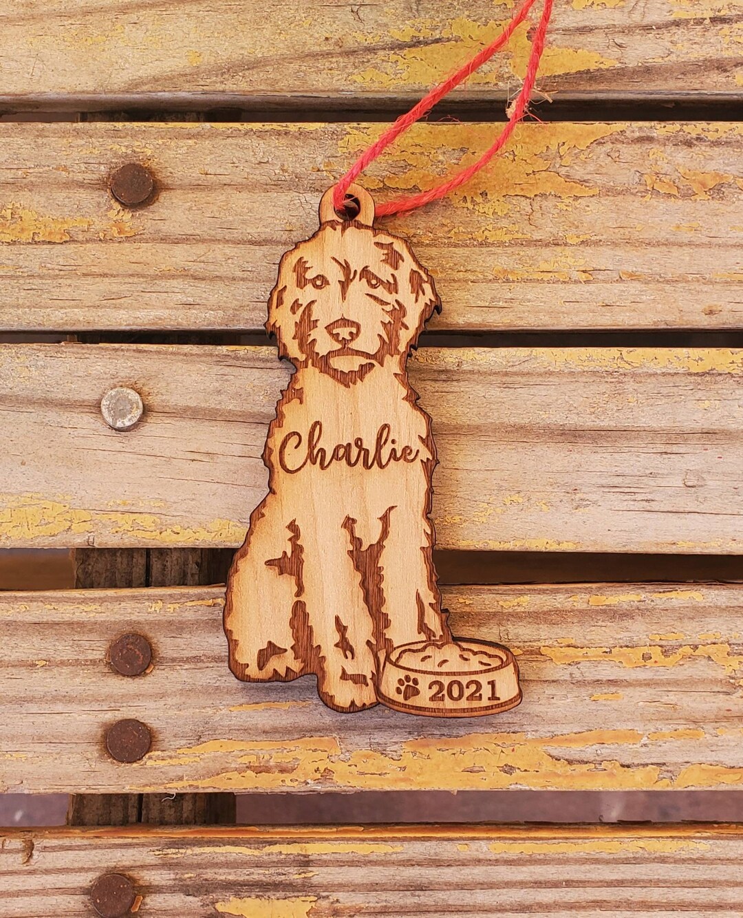 Wooden Golden Doodle Christmas Ornament Labradoodle Christmas Ornament ...