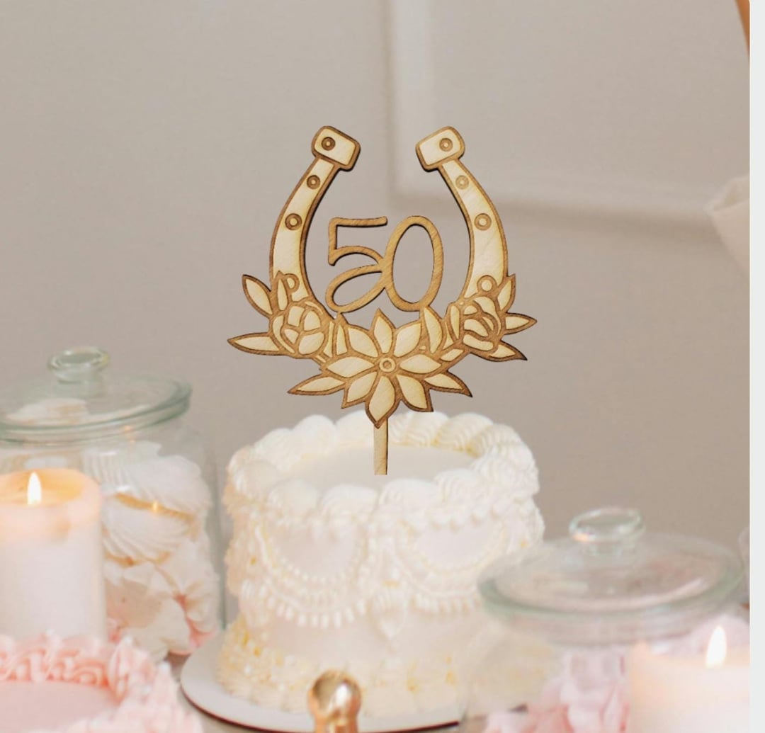 Horseshoe Cake Topper With Age Wedding Cake Topper With Date Horse Shoe ...