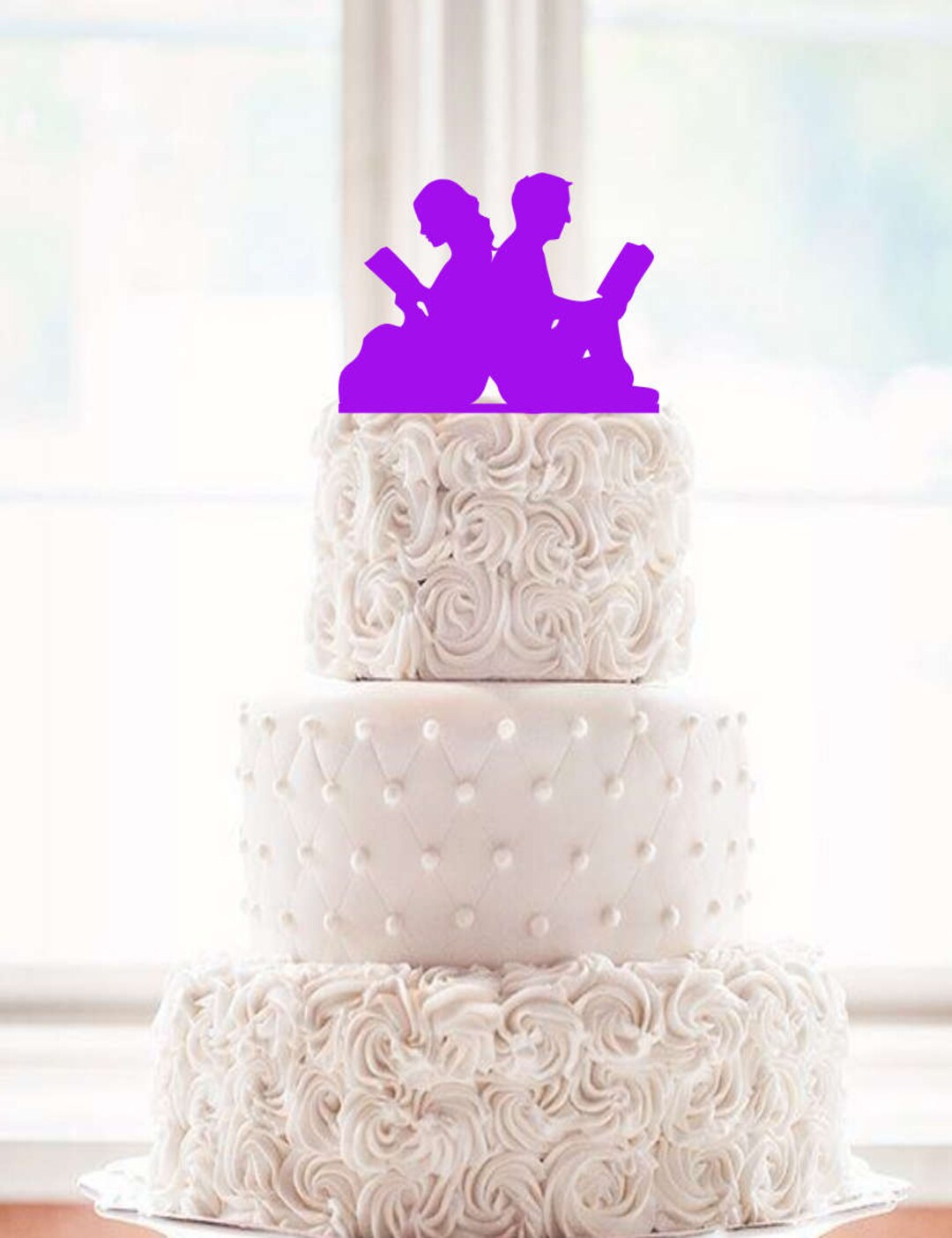 Wedding Cake Topper Couple Reading Cake Bride and Groom Reading Wedding ...