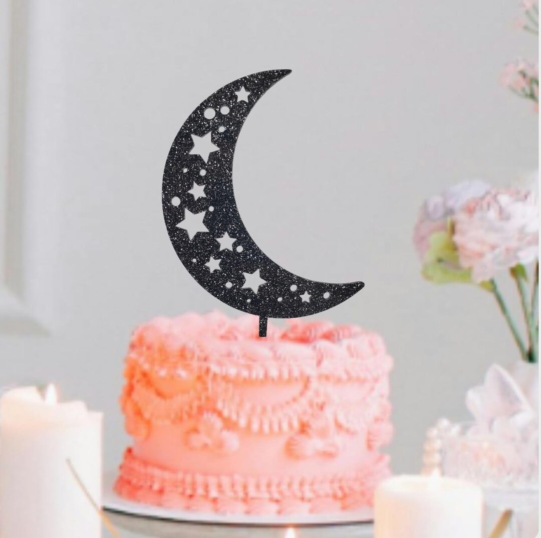 Moon Birthday Cake Topper, Moon Topper, Moon Cake, Moon Wedding, Moon ...