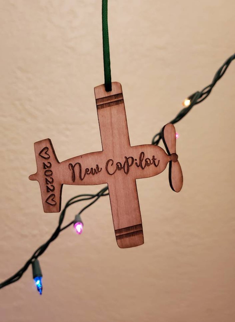 Wood Airplane Christmas Ornament Copilot Ornament Newborn - Etsy