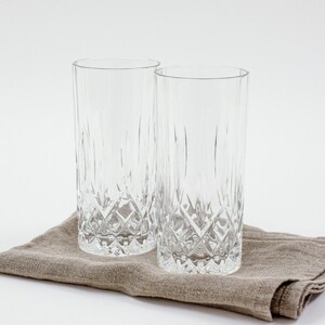Hatched Cut Crystal Collins Glass Set - Etsy