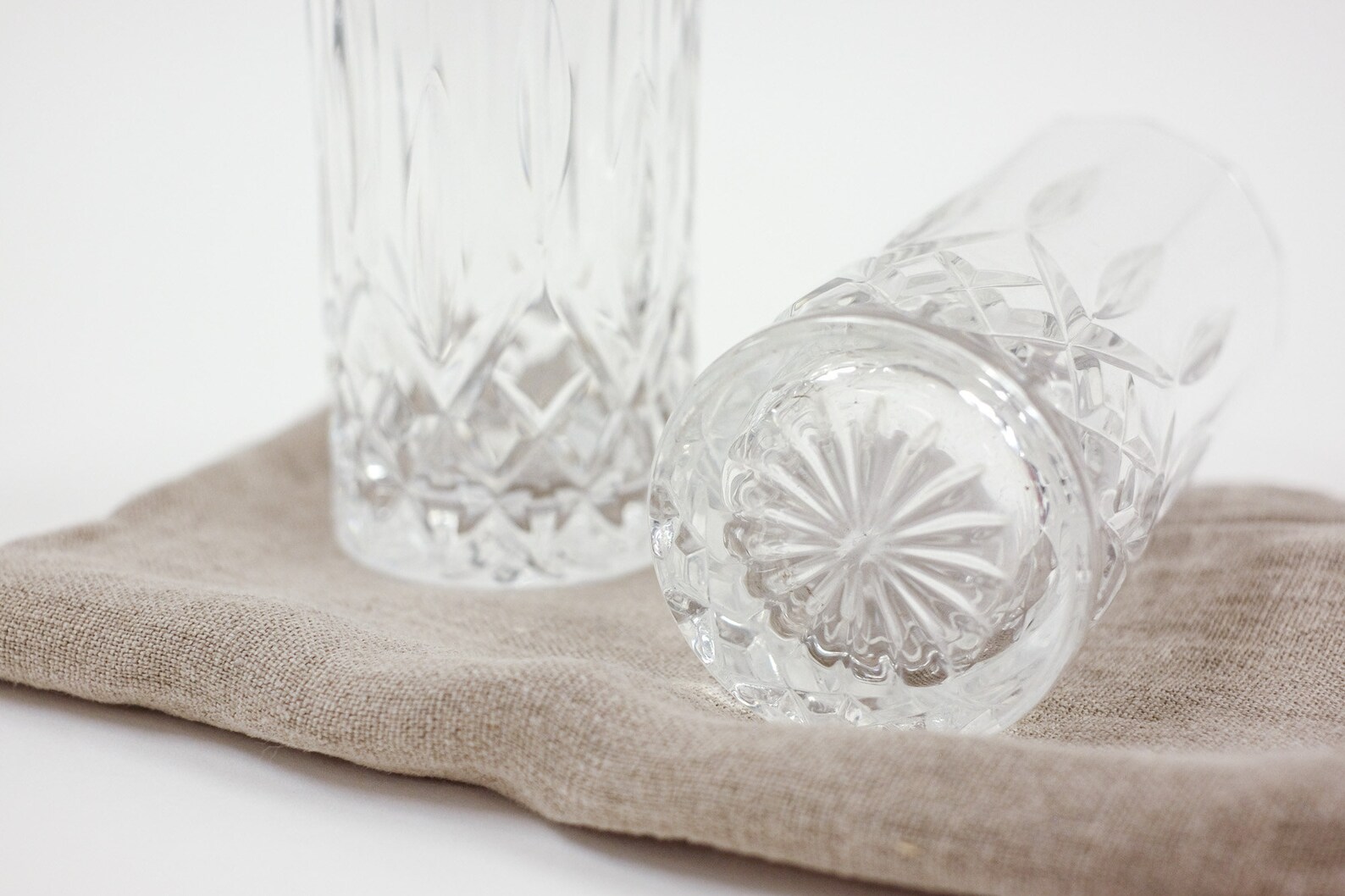 Hatched Cut Crystal Collins Glass Set - Etsy