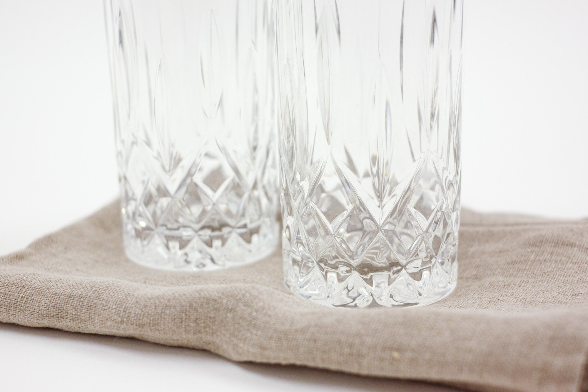 Hatched Cut Crystal Collins Glass Set - Etsy