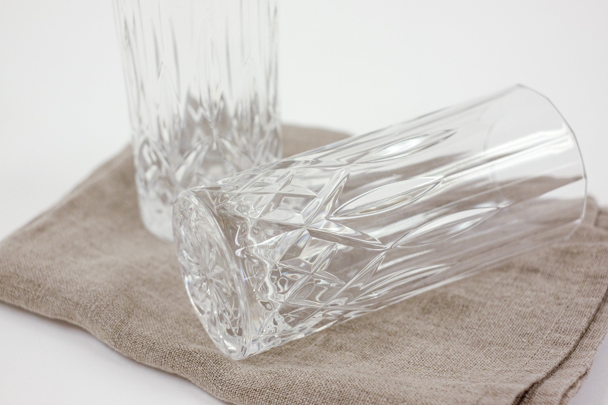 Hatched Cut Crystal Collins Glass Set - Etsy