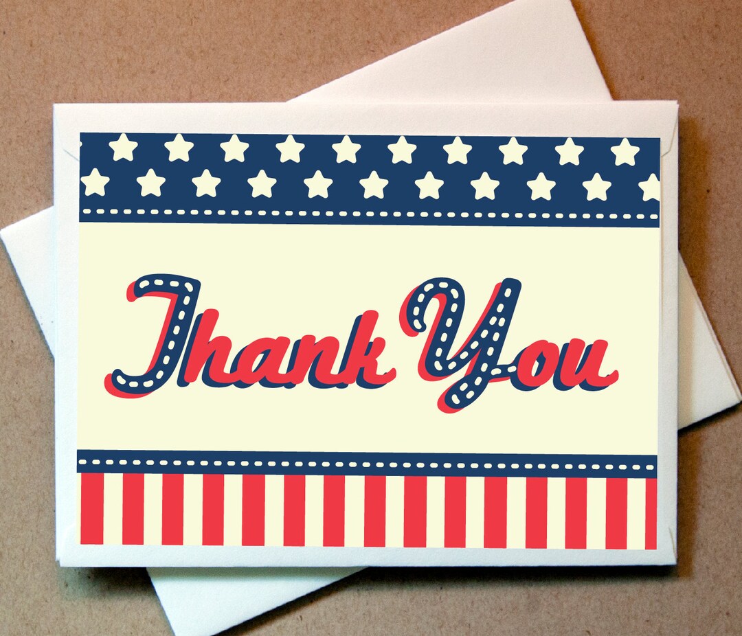 Quni Brand Patriotic Thank You Cards (24 Cards and Envelopes) - Etsy
