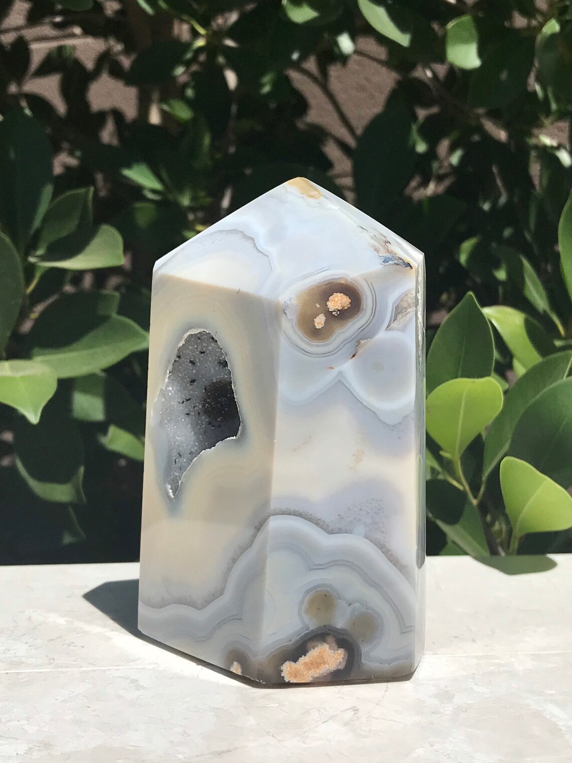 Baby Blue Banded Agate Obelisk - Etsy