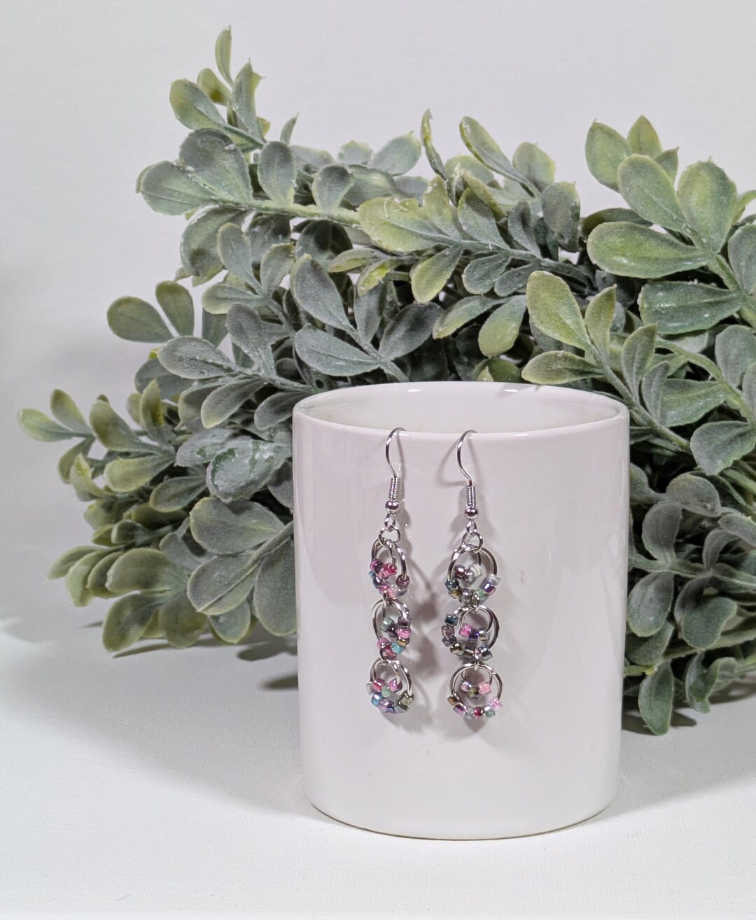 Women's Multi Color Beaded Dangle Earrings Handmade Artisan Earrings - Etsy