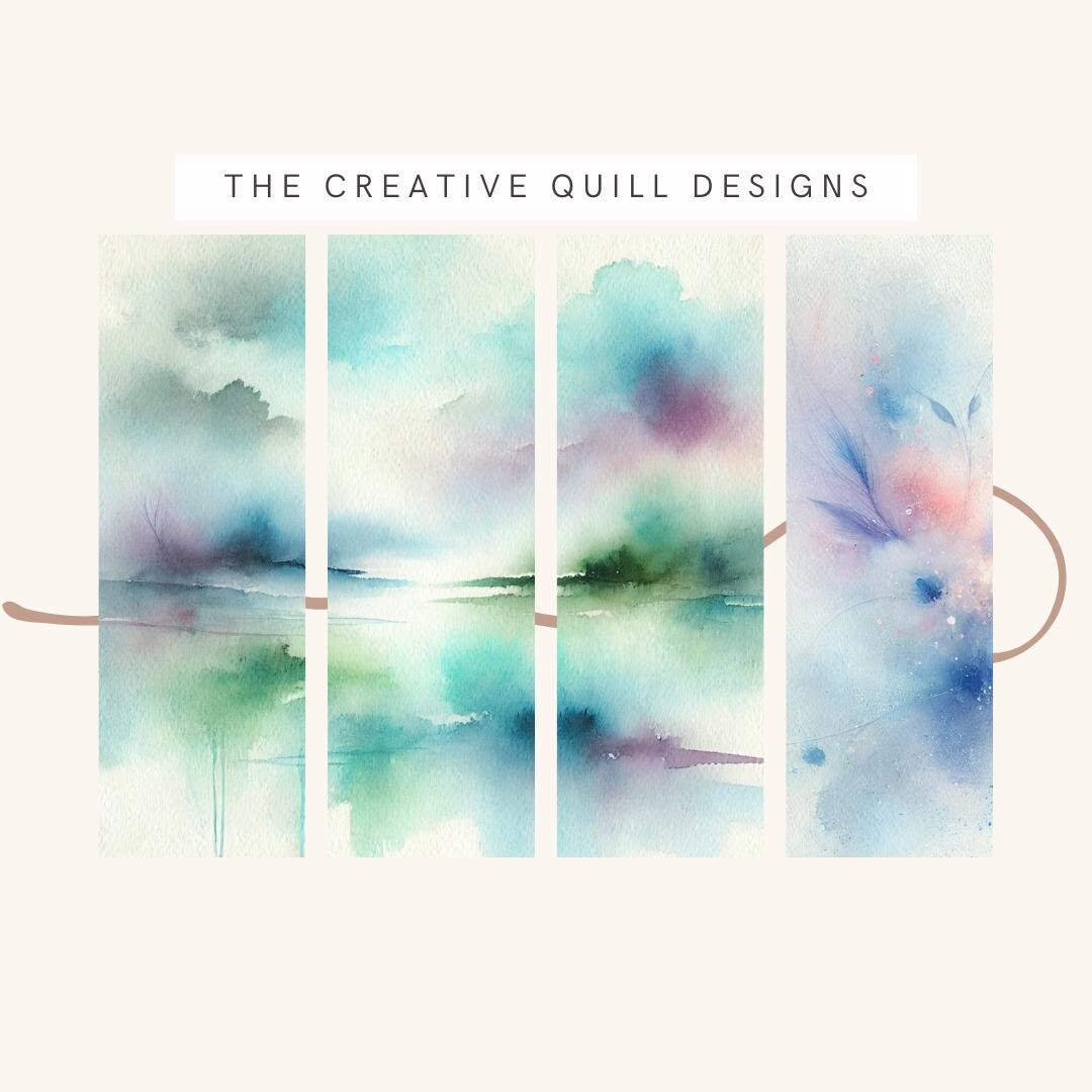 12 Abstract Watercolor Bookmarks | Digital Printable Bookmark Set ...