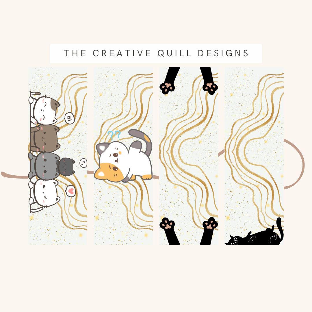 20 Cute Cat Bookmarks | Digital Printable Bookmark Set | Kawaii Kitty ...