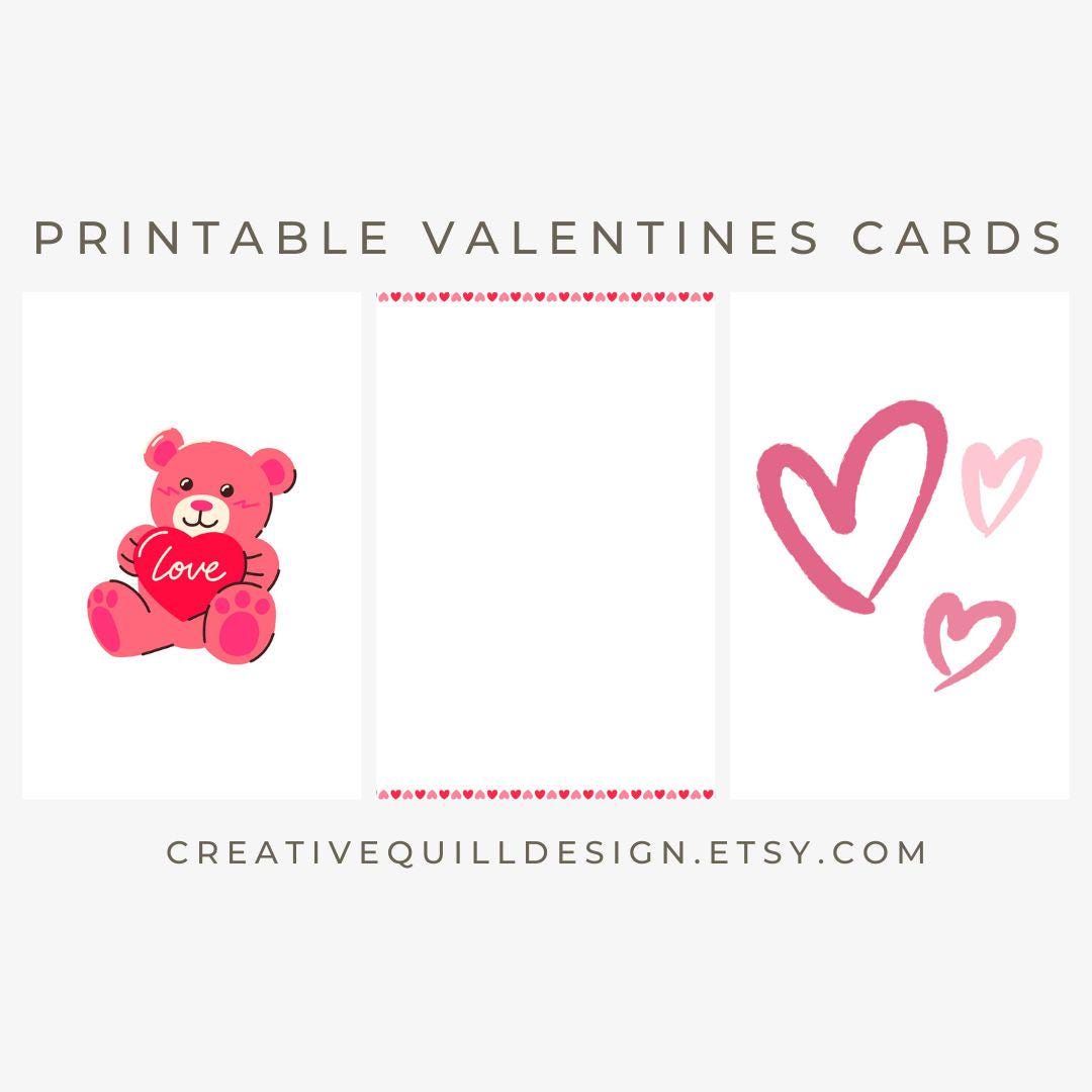 Printable Valentine's Day Card Cute Bear Holding Heart Love Bear Design ...