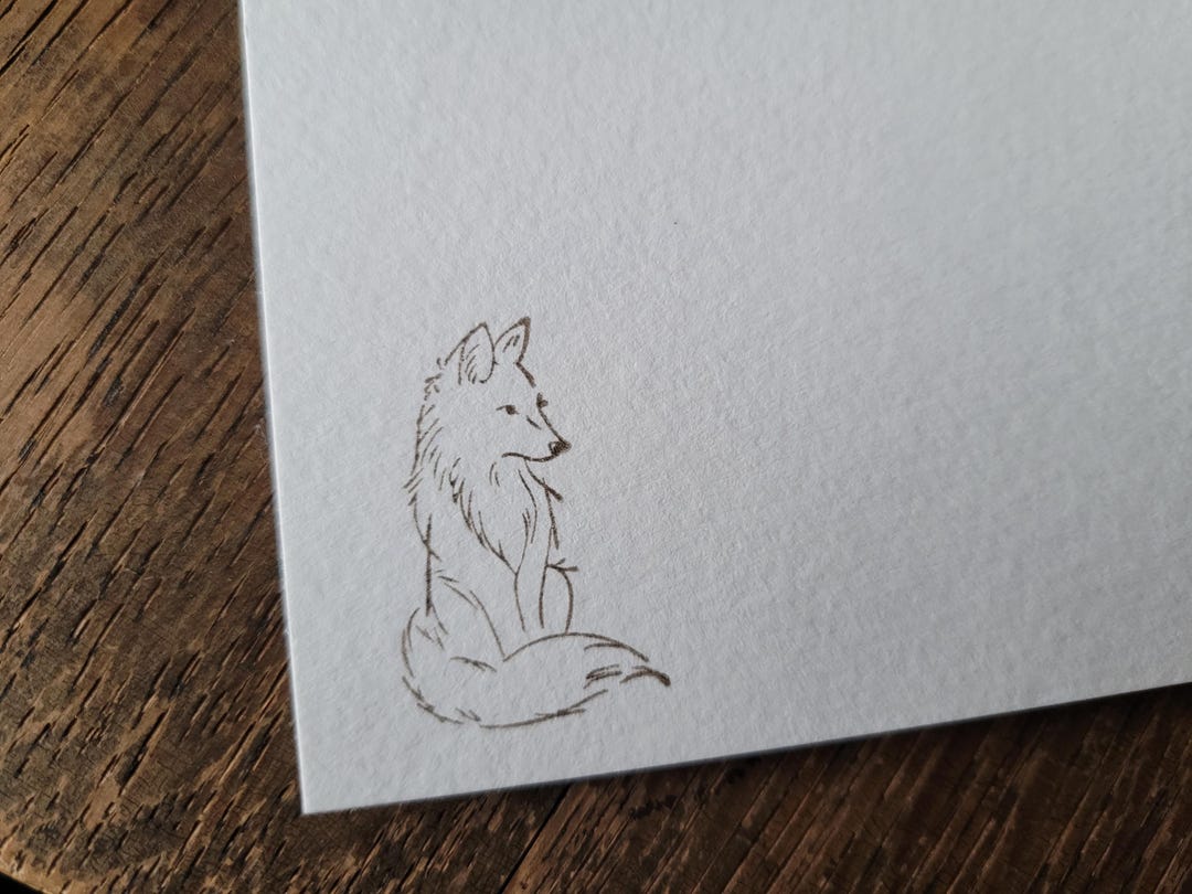 Fox Note Card, Fox Stationery, Note Card Set, Fox Stamp, Stamped ...