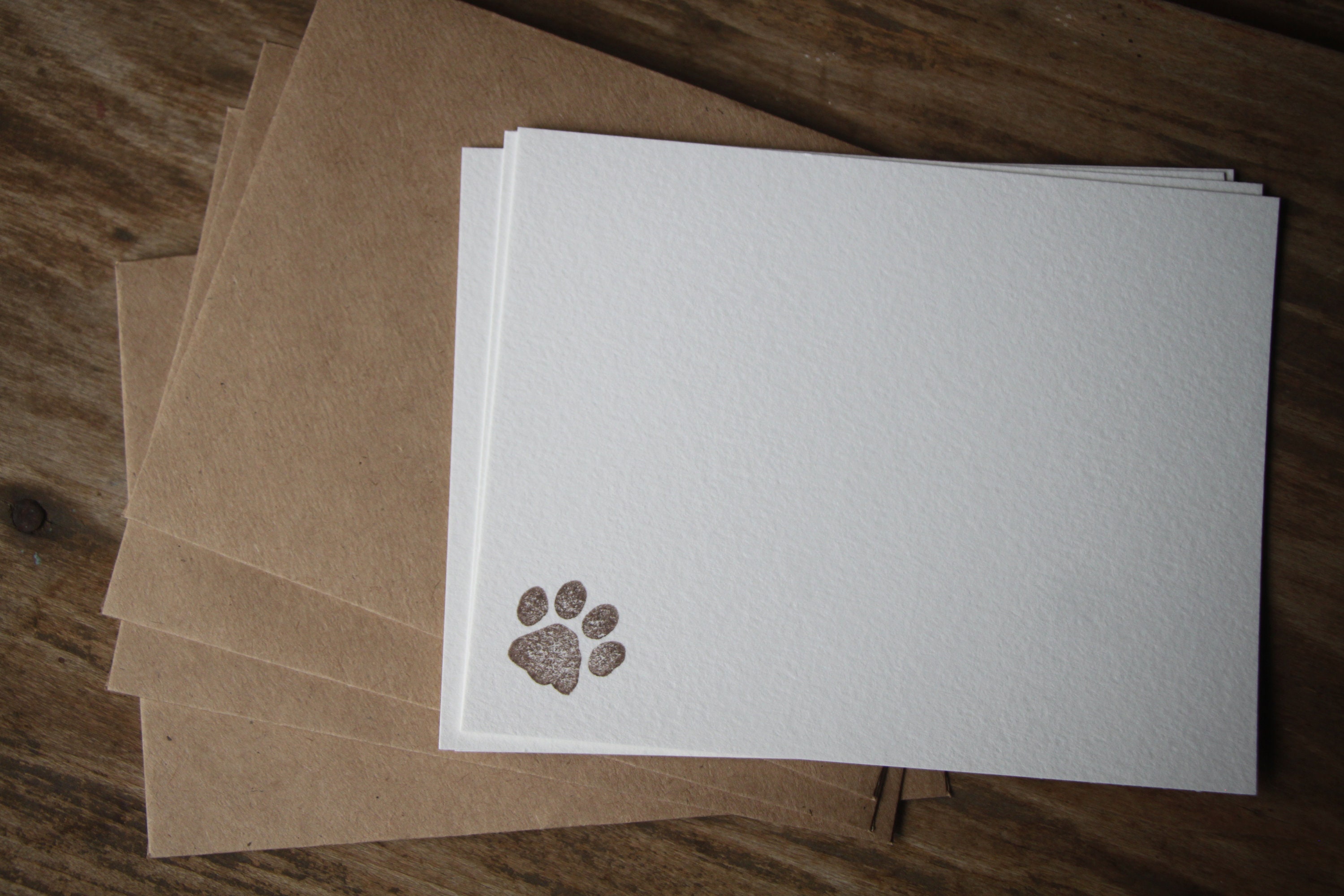 Paw Print Note Cards Paw Print Stationery Note Card Set - Etsy