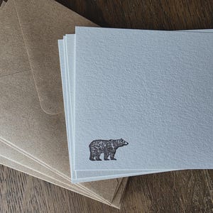 Bear Note Card, Bear Stationery, Note Card Set, Bear Stamp, Stamped ...