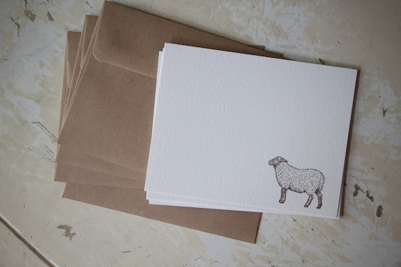 Lamb Note Card Sheep Stationery Letter Writing Set Stamped - Etsy