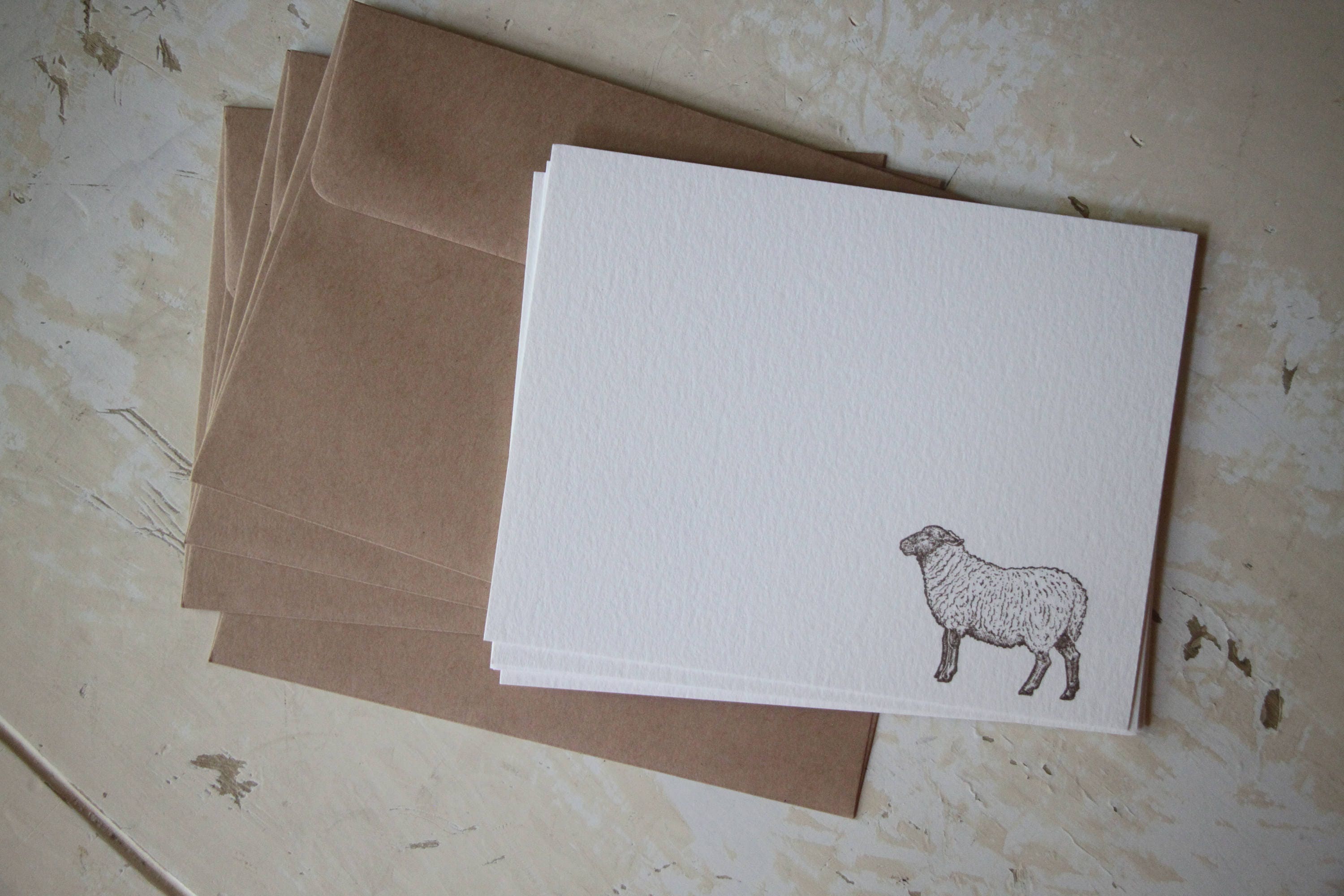 Lamb Note Card, Sheep Stationery, Letter Writing Set, Stamped ...