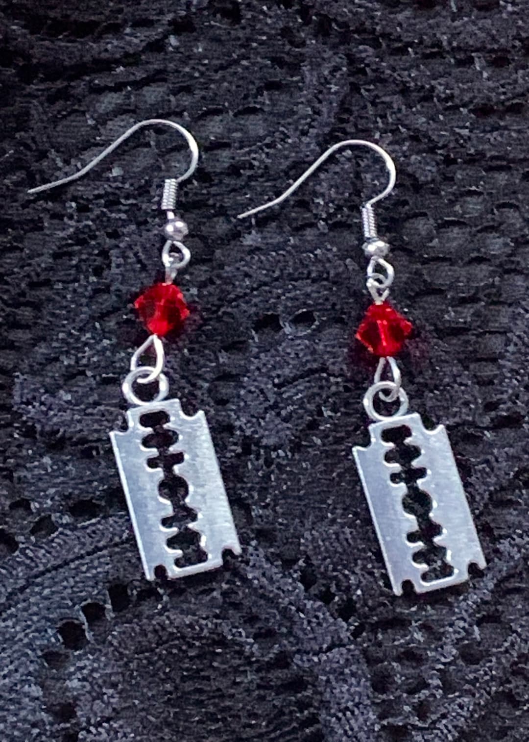 Razor Earrings, Razor Blade Earrings Swarovski Crystal Earrings, Horror ...