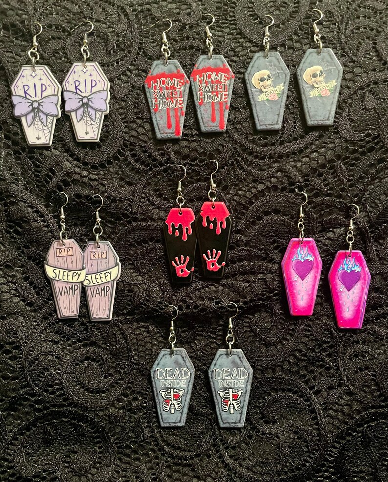 Coffin Earrings Graphic Coffin Earrings Acrylic Coffin - Etsy
