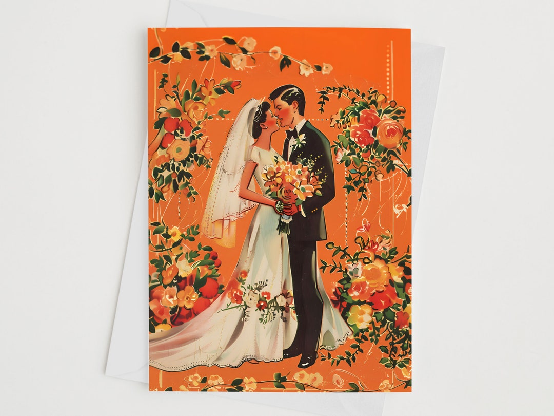 Vintage/retro Style Greetings Card Wedding Card 1950s Greetings Card ...