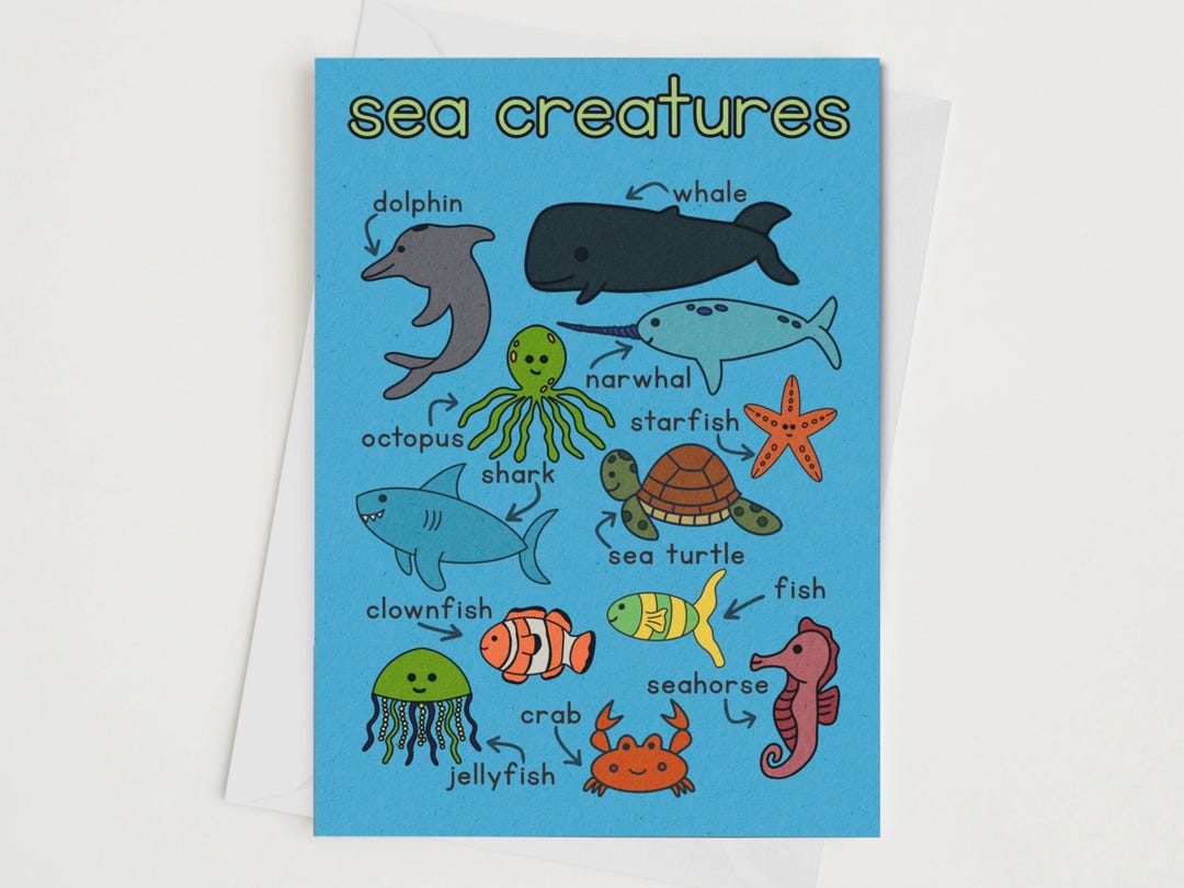 Sea Creatures Card - Themed Card - Ocean Lovers Card - Birthday Card ...