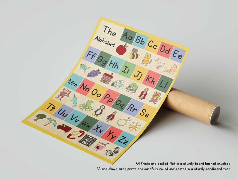 Retro Style Alphabet Chart - Colourful Chart - Alphabet - Childrens ...