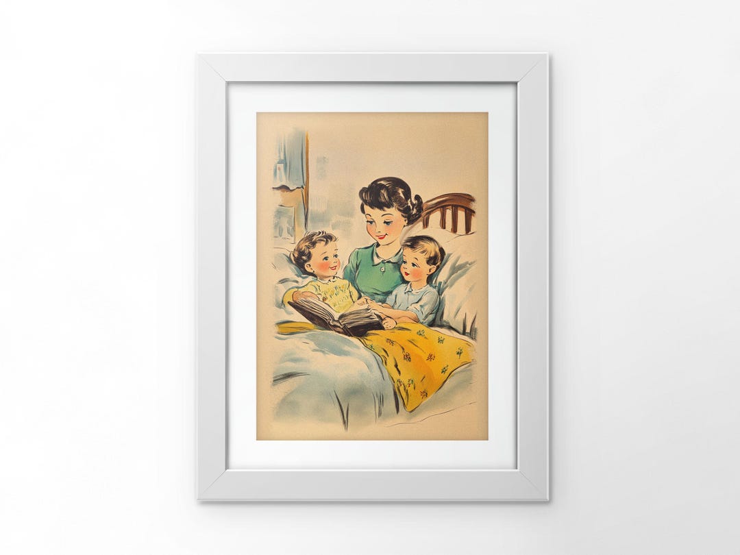 Vintage 1940s Style Childrens Print Bedtime Story Children Picture Book