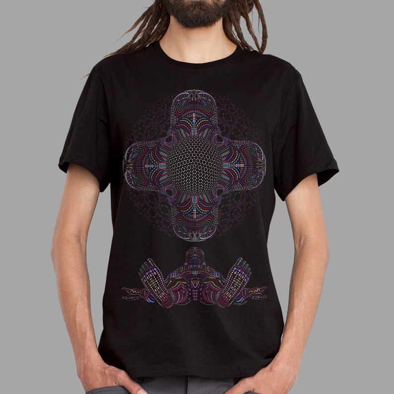 Psychedelic T-shirt for Men in Aubergine DMT Inspired UV - Etsy