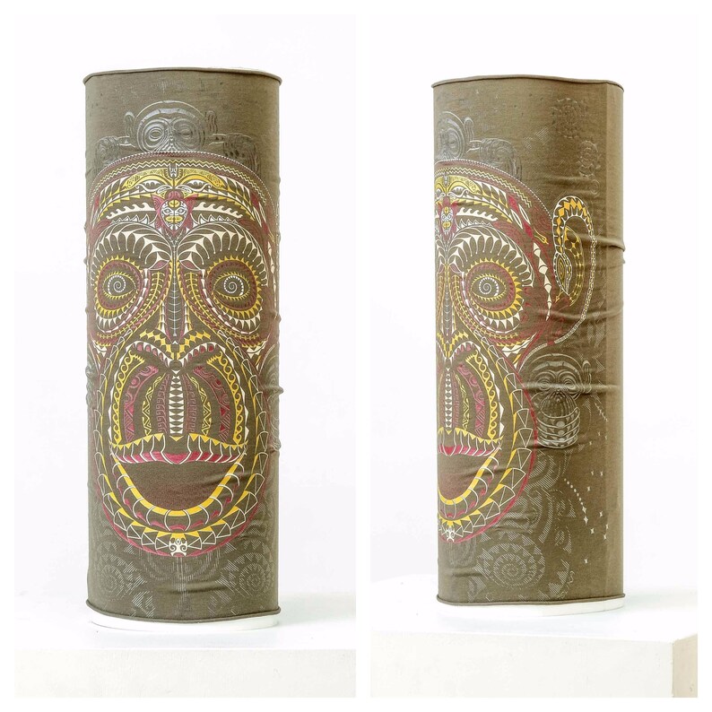 Burning Man Mask TA MOKO OLIVE Neck Warmer Snood Tube | Etsy