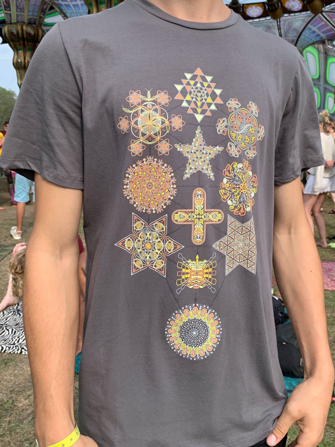 Symbol Tree Grey T-shirt: Sacred Geometry, Festival Fashion - Etsy