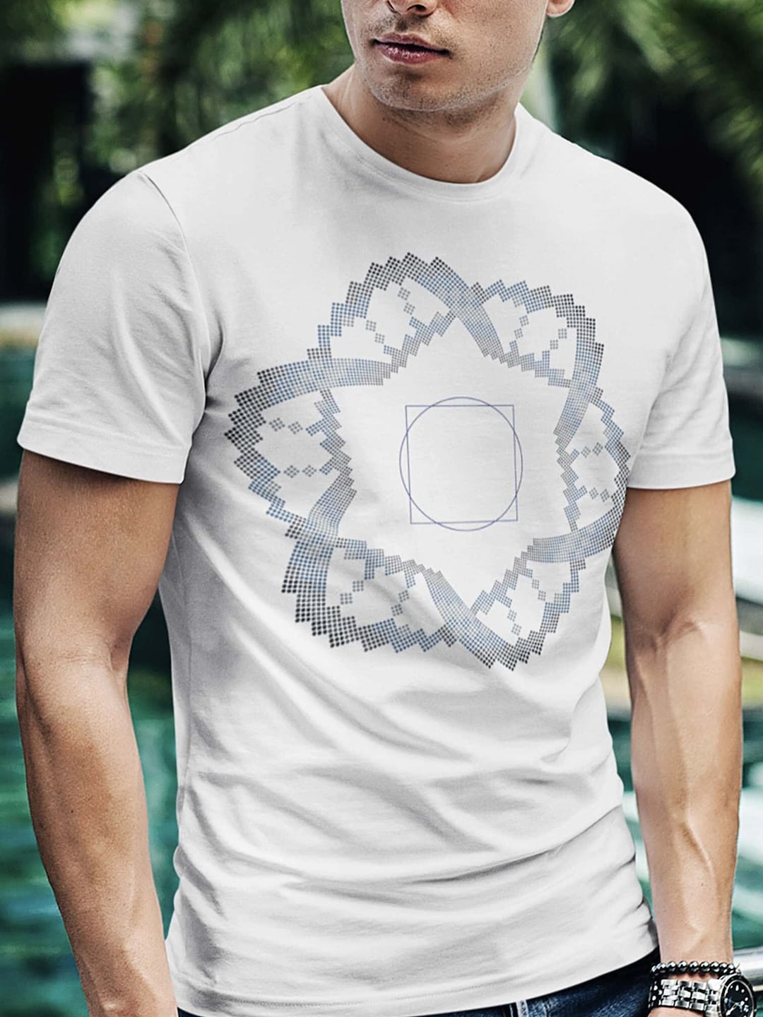 Square in a Circle Made to Order Men T-shirt - White - Etsy