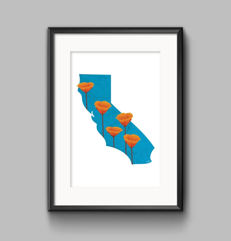 California State Flower Poppy Art Digital Download, USA Geography and ...