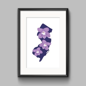 New Jersey State Flower Violet Art Digital Download USA Geography and ...