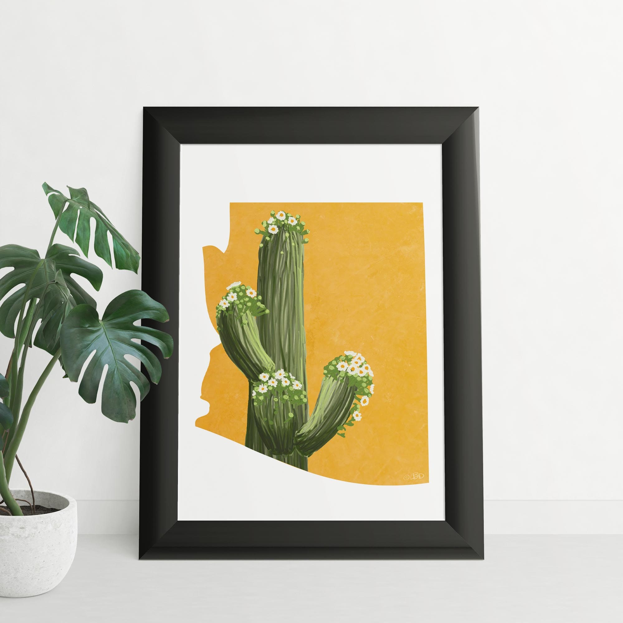 Arizona State Flower Saguaro Cactus Digital Download Art, Usa Geography ...