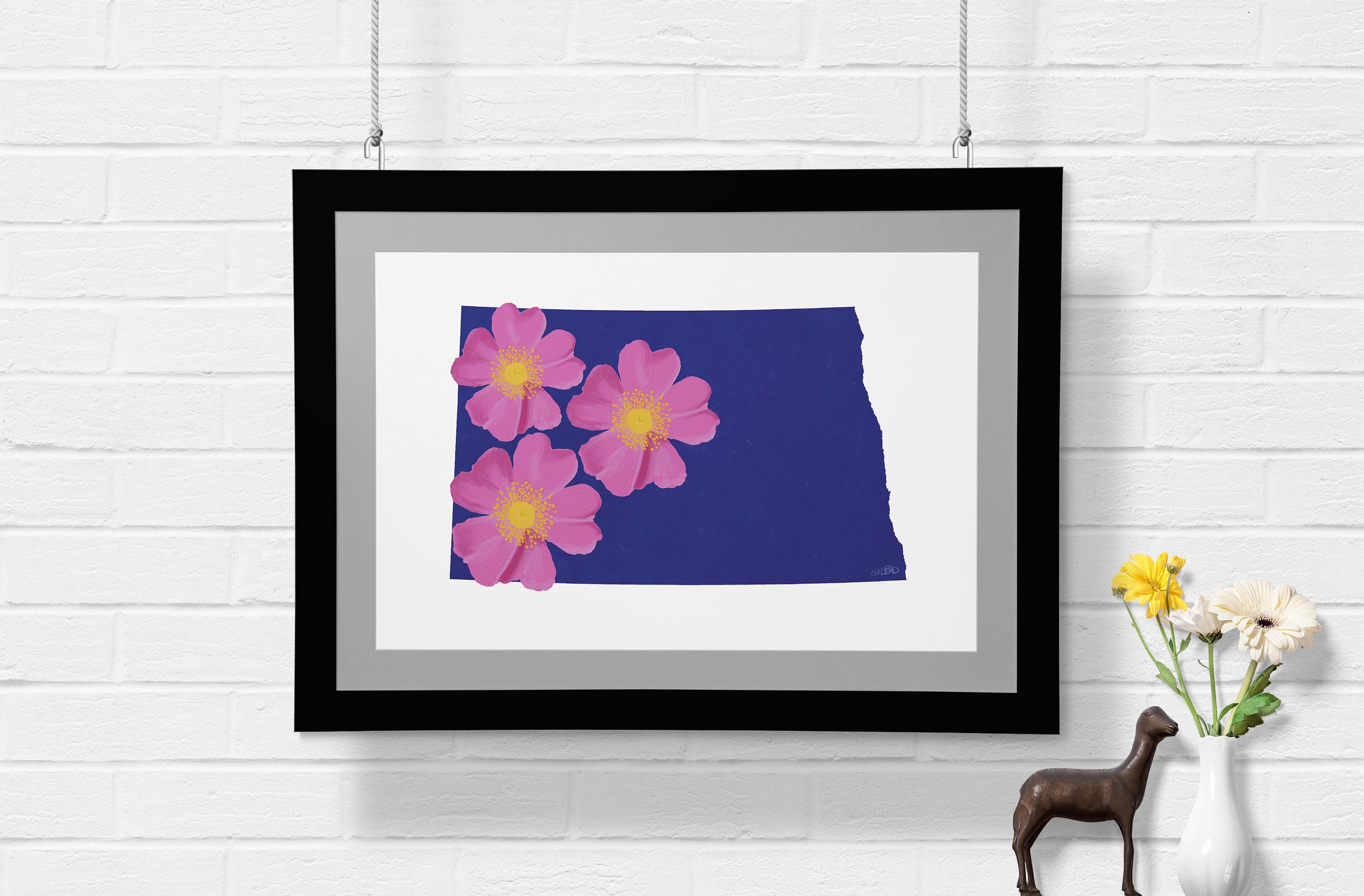 North Dakota State Flower Wild Prairie Rose Art Digital Download USA ...