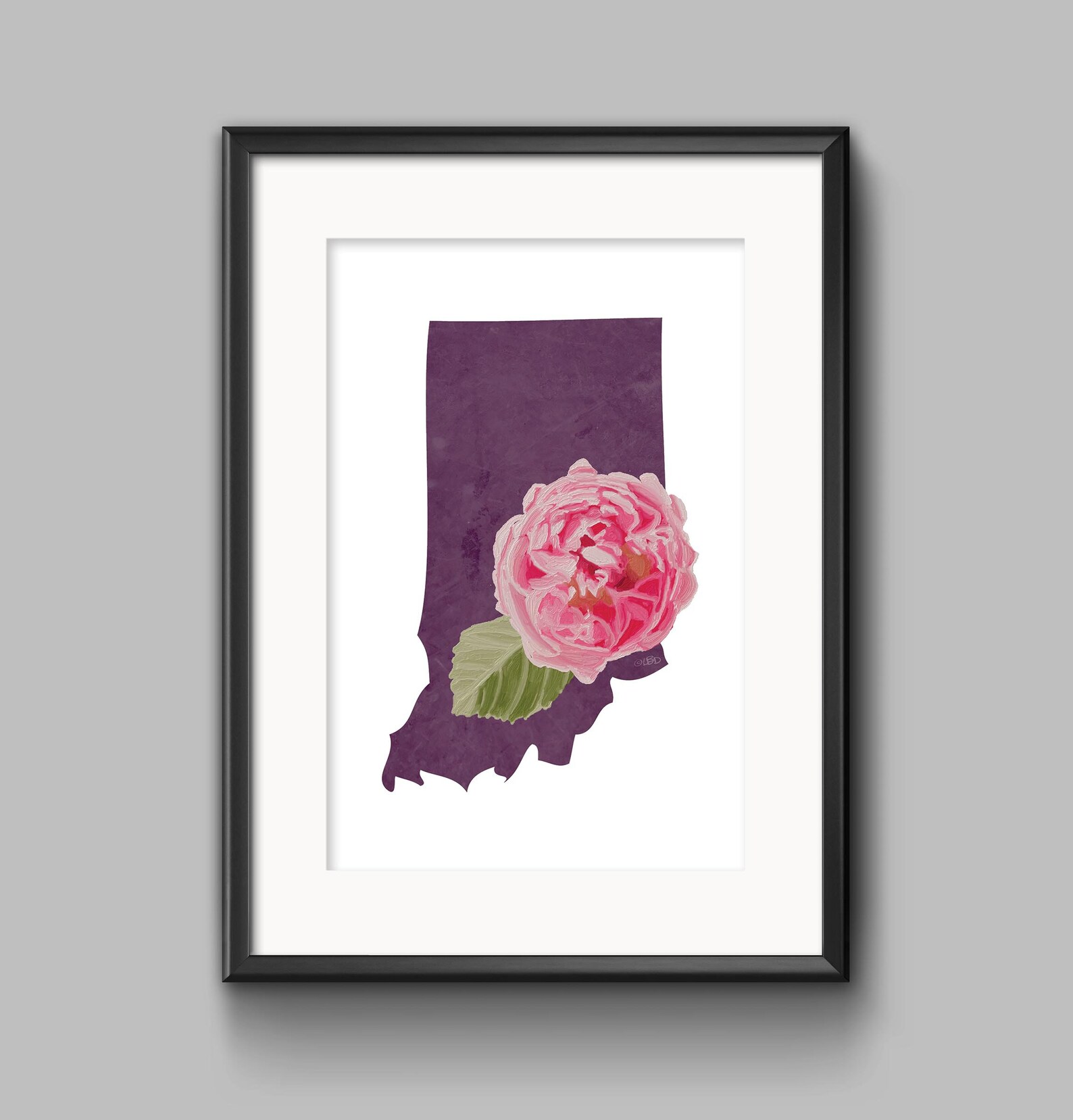 Indiana State Flower Peony Art Digital Download USA Geography and Maps ...