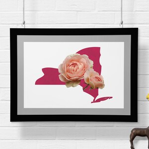 New York State Flower Rose Art Digital Download USA Geography and Maps ...