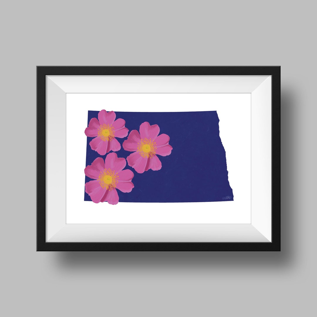 North Dakota State Flower Wild Prairie Rose Art Digital Download USA ...