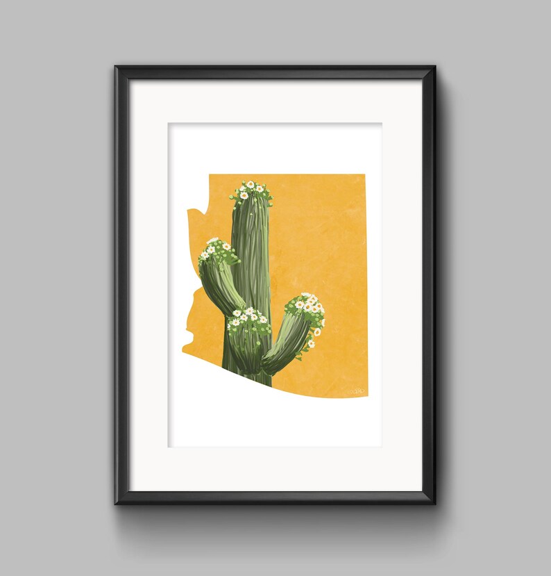 Arizona State Flower Saguaro Cactus Digital Download Art, Usa Geography ...