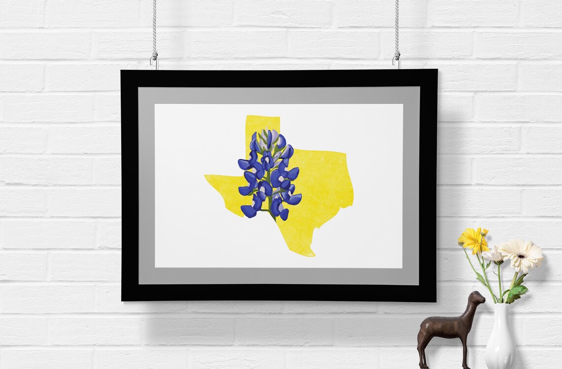 Texas State Flower Bluebonnet Art Digital Download USA Geography and ...