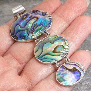 Long Triple Abalone Shell 925 Sterling Silver Pendant - Etsy