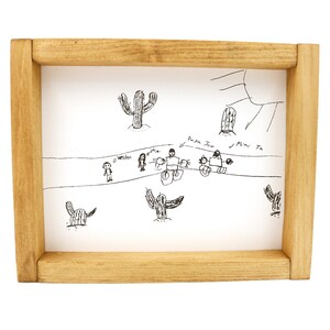 Custom Engraved Single Kids Line Drawing Wood Framed Sign, Kids Drawing ...