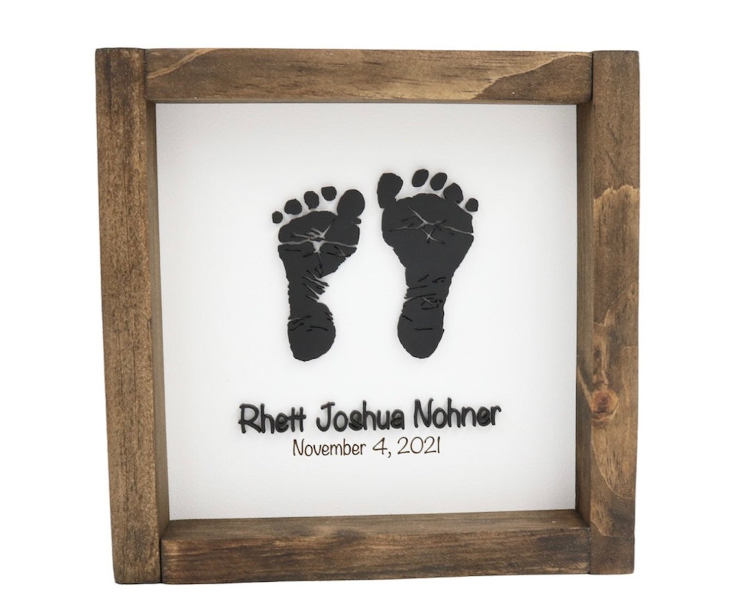 Custom 3D Baby Footprint Framed Sign, Footprint Sign, Baby Footprint ...