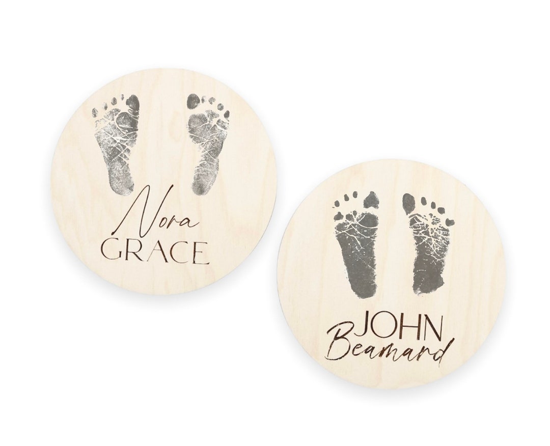 Custom Engraved Baby Footprint Sign: DIY Inking Round - Etsy